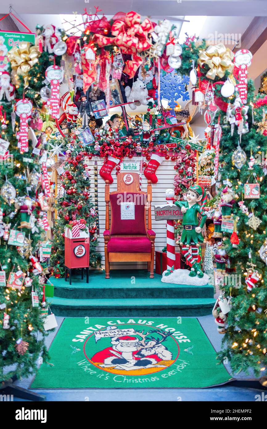 Fairbanks, MAR 18 2015 - Interior view of the north pole Santa claus ...