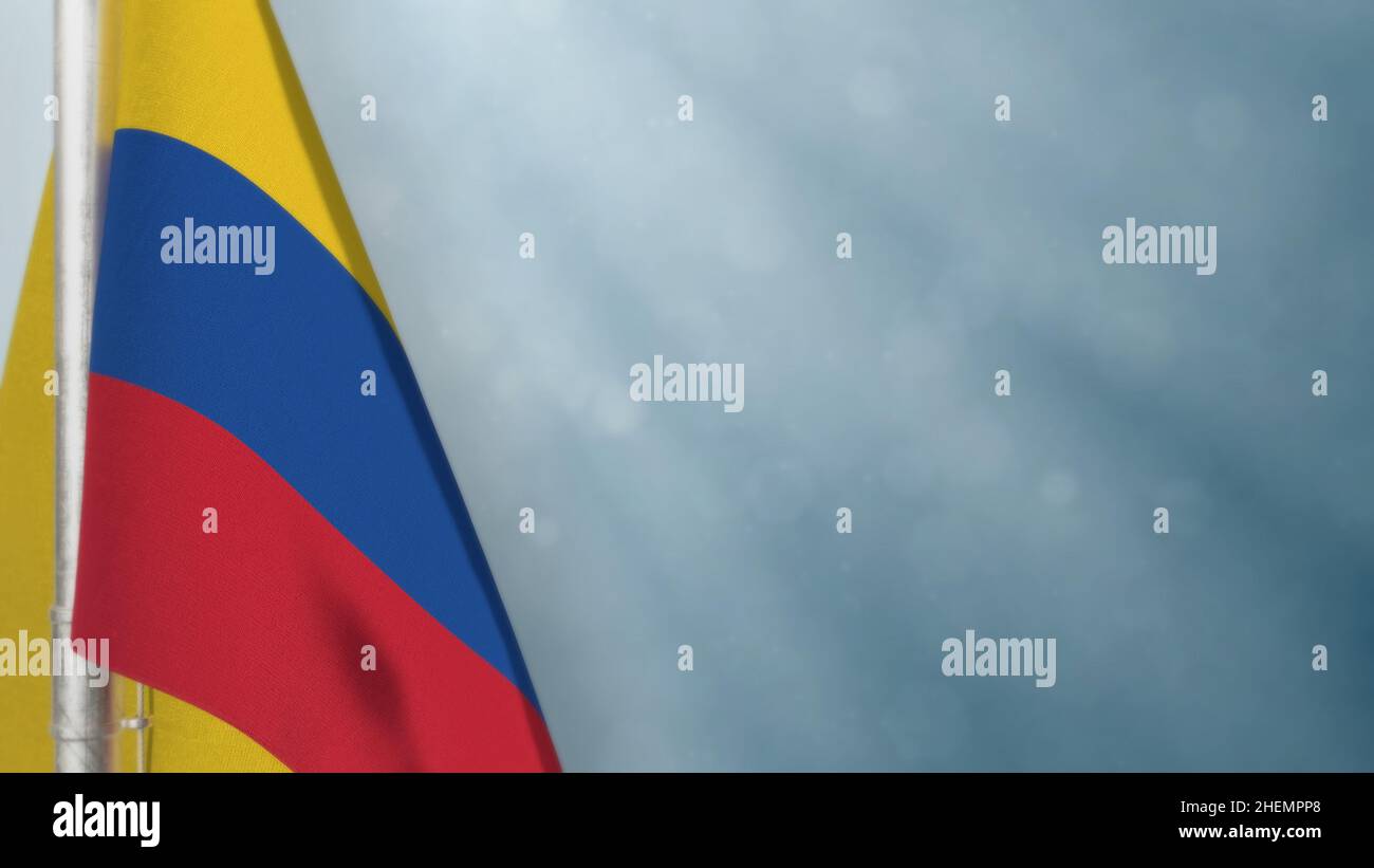 Colombia flag is hanging on blue for any holiday - bokeh - abstract 3D ...