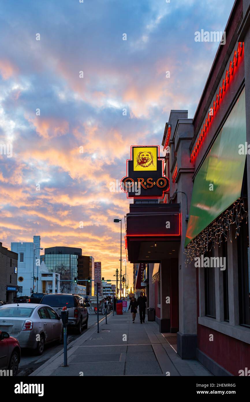 Alaska night city street hi-res stock photography and images - Alamy