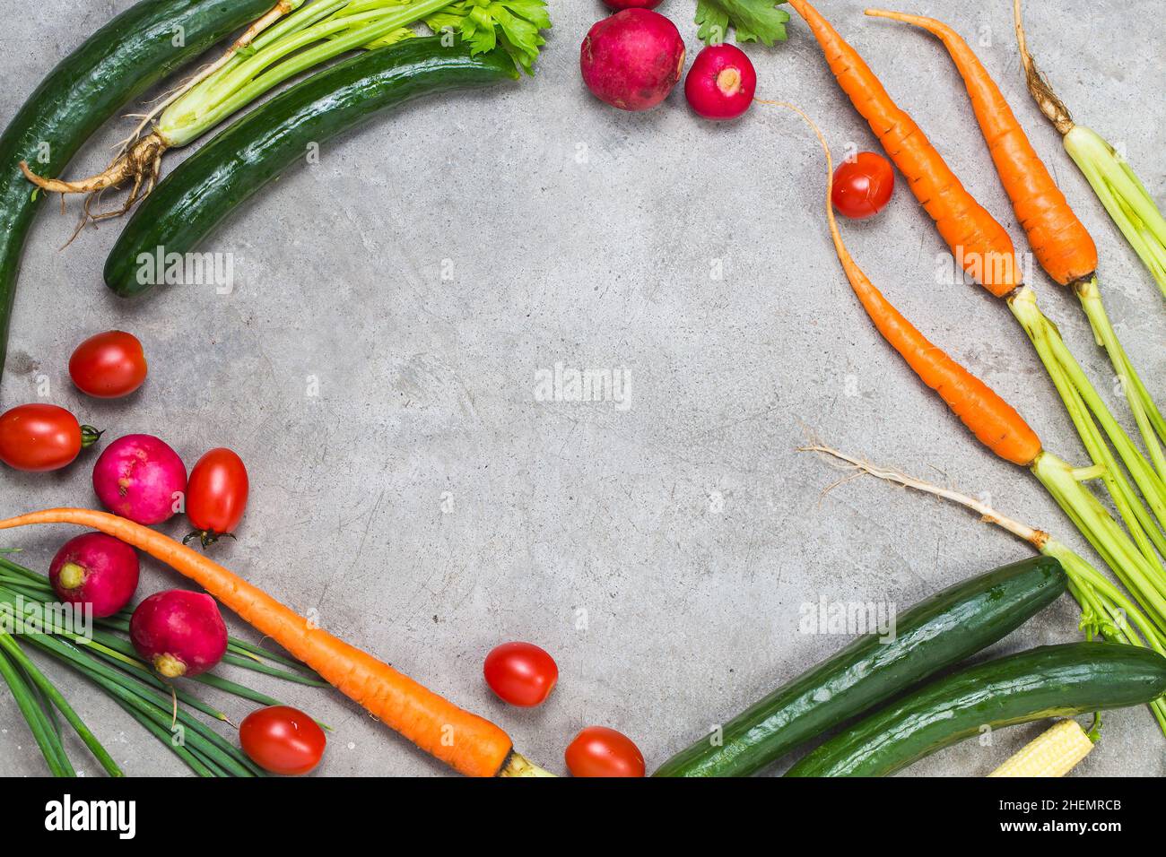 Vegetable and vegetable top view Stock Photo - Alamy