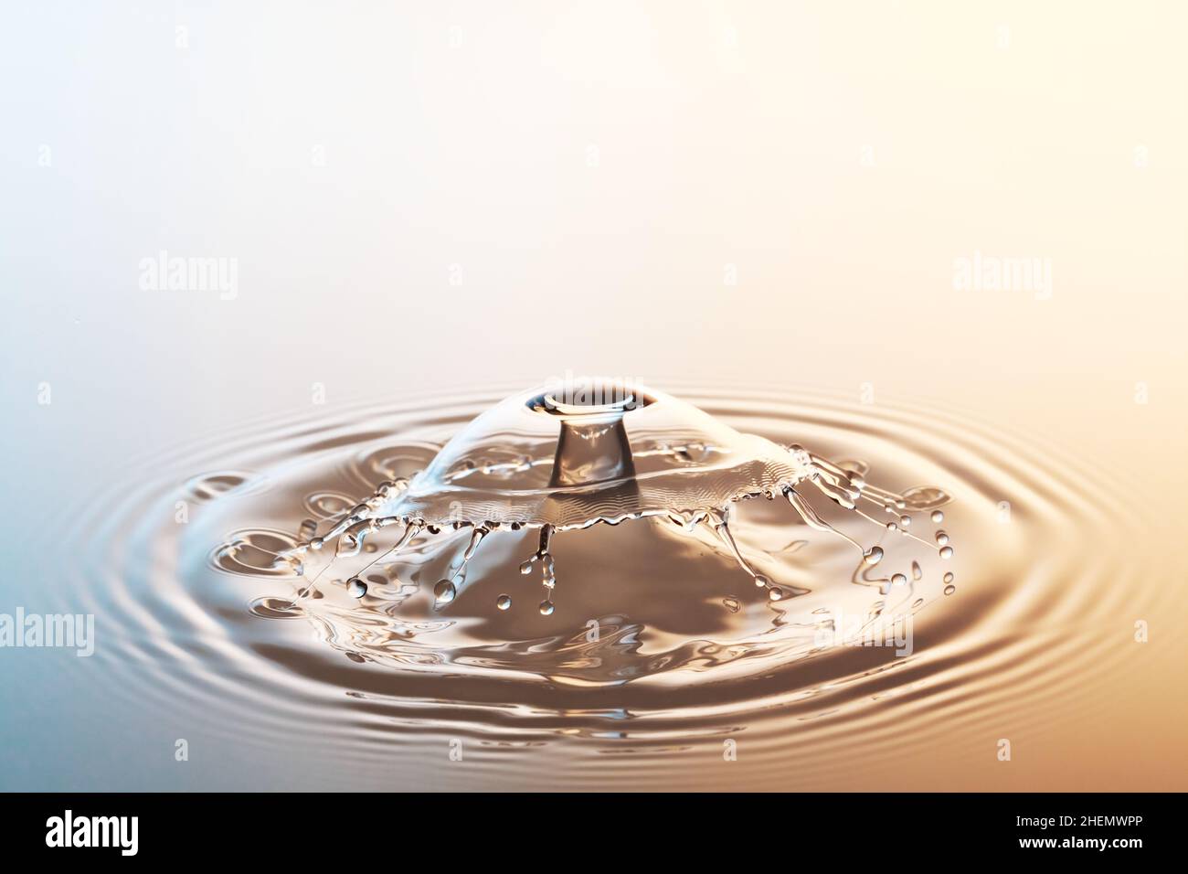 Collision ripple splash of two drops falling into the water Stock Photo ...