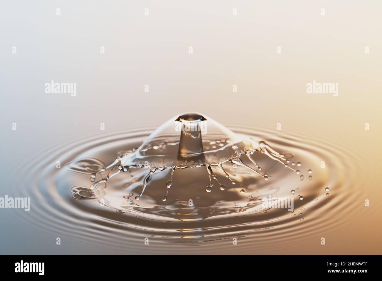Collision ripple splash of two drops falling into the water Stock Photo ...