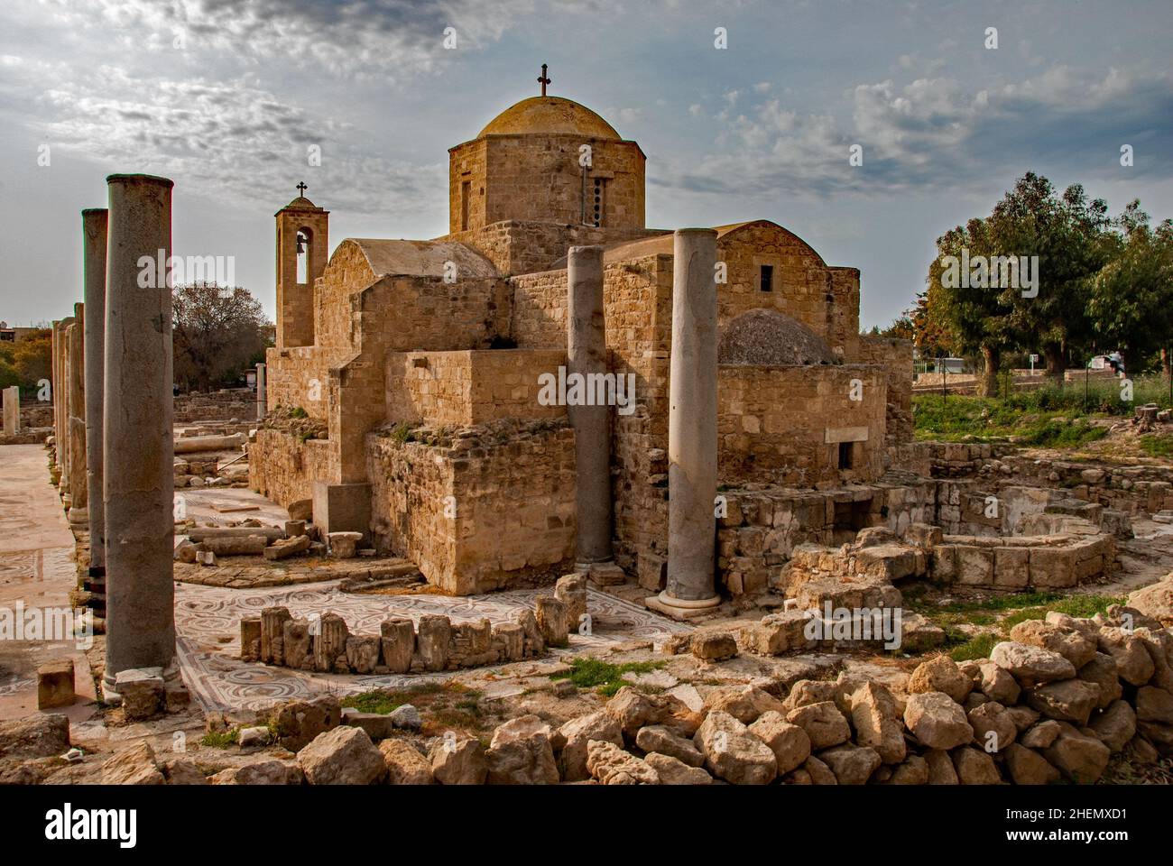 Agia Kyriaki church and Chrysopolitissa Basilica, Paphos, Cyprus Stock ...