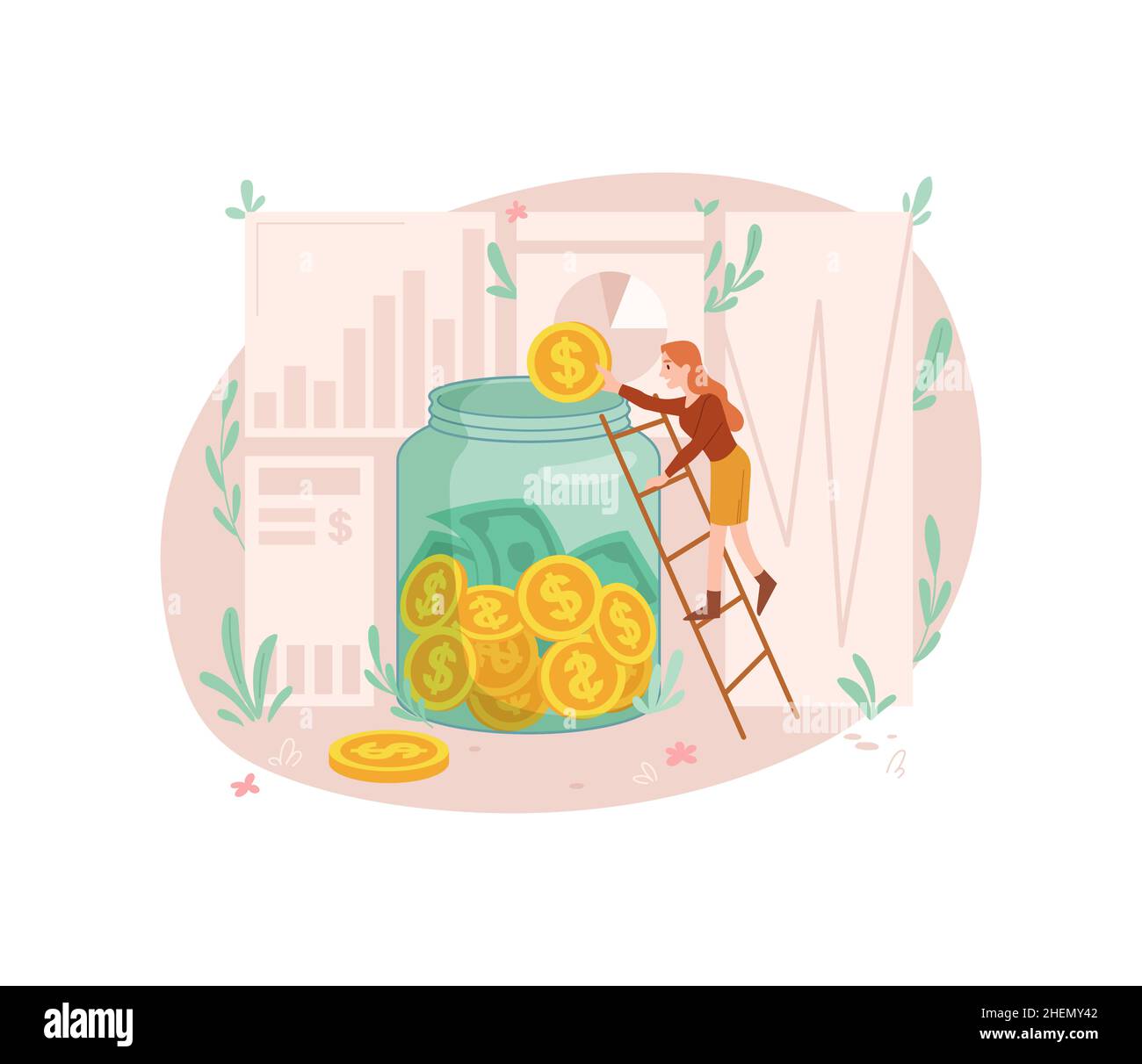 Earn money happy woman Stock Vector Images - Alamy