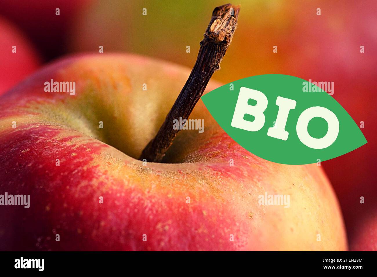Photo Illustration shows apple and Bio Stock Photo - Alamy