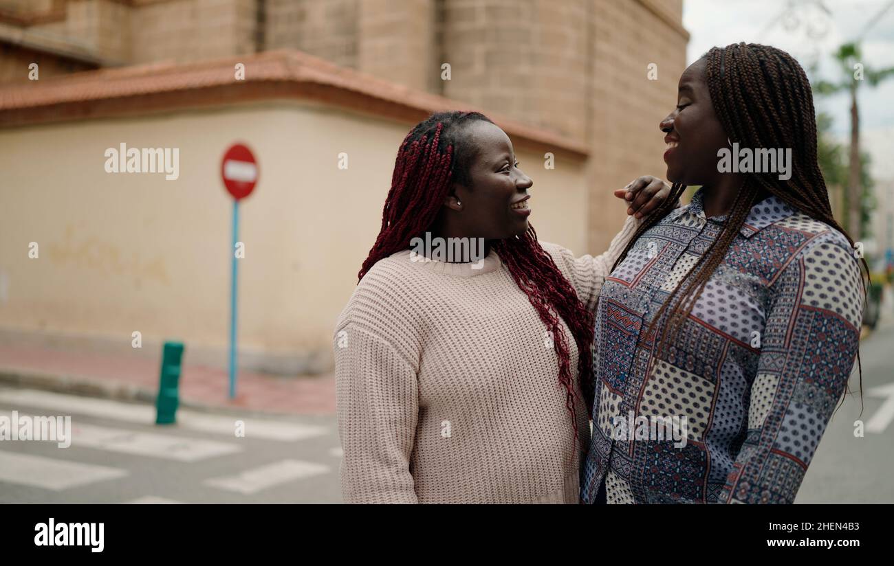 Two african american friends smiling confident standing together at ...