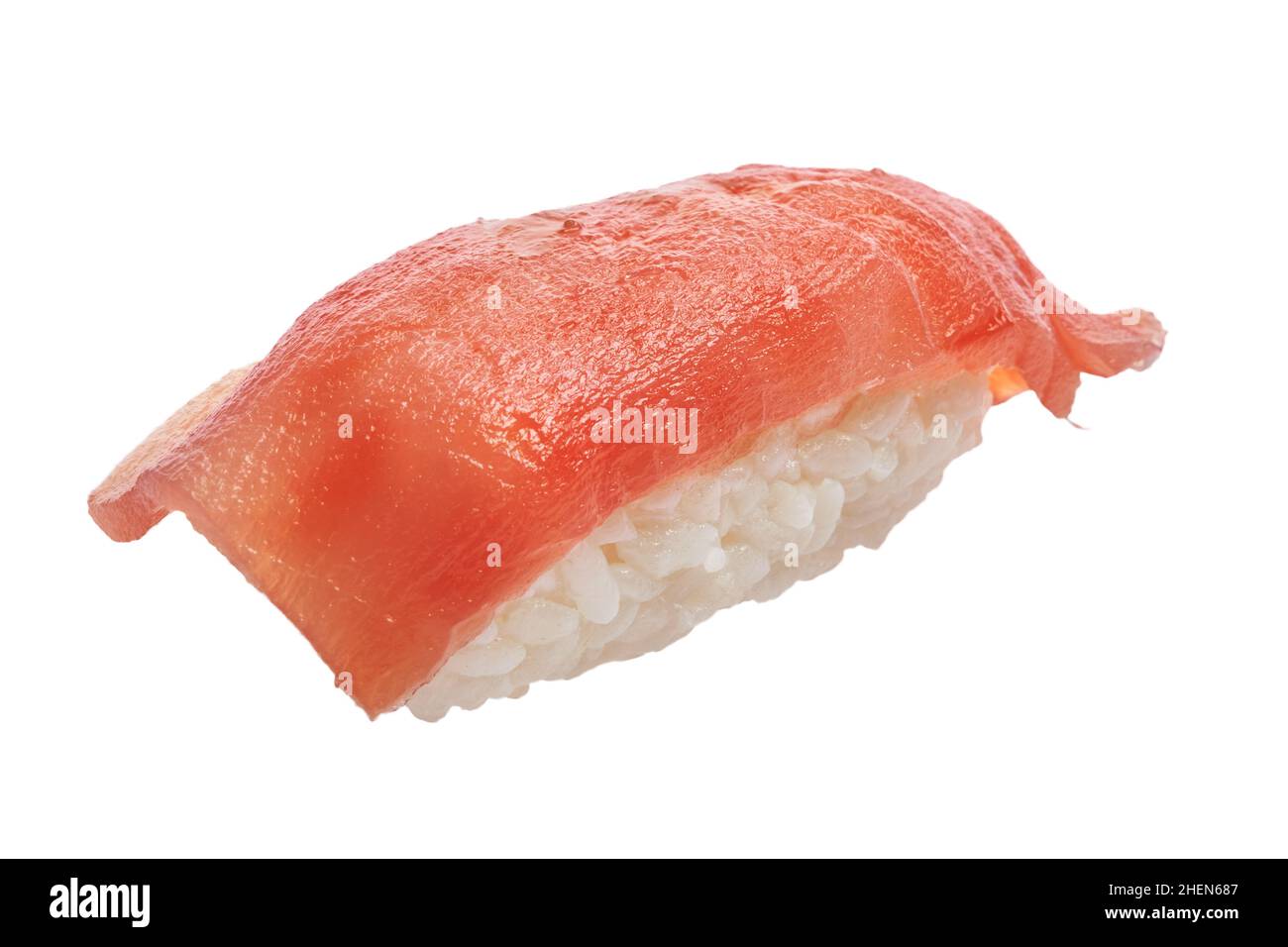 Single salmon nigiri sushi isolated over white background Stock Photo ...
