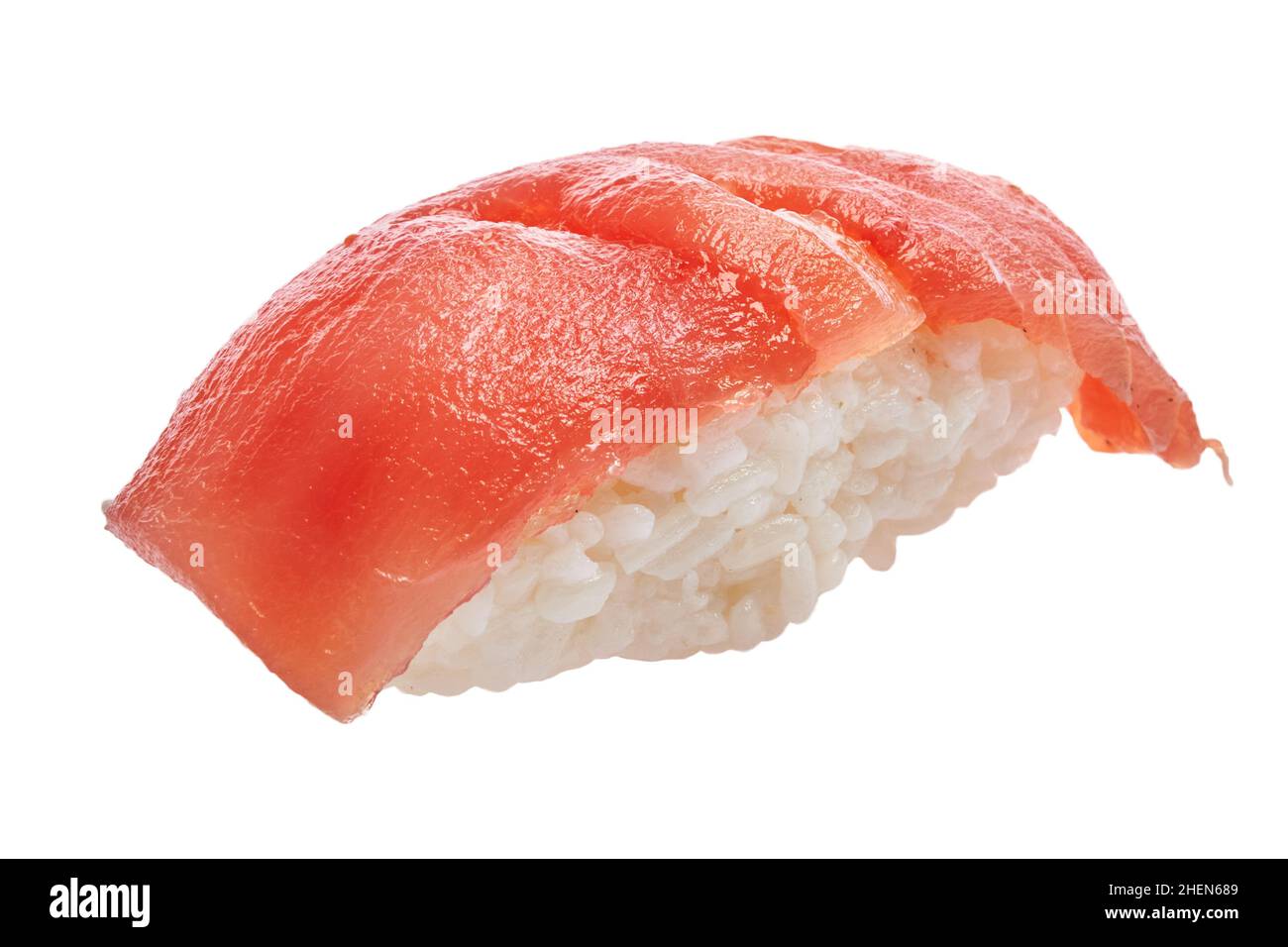 Single salmon nigiri sushi isolated over white background Stock Photo ...