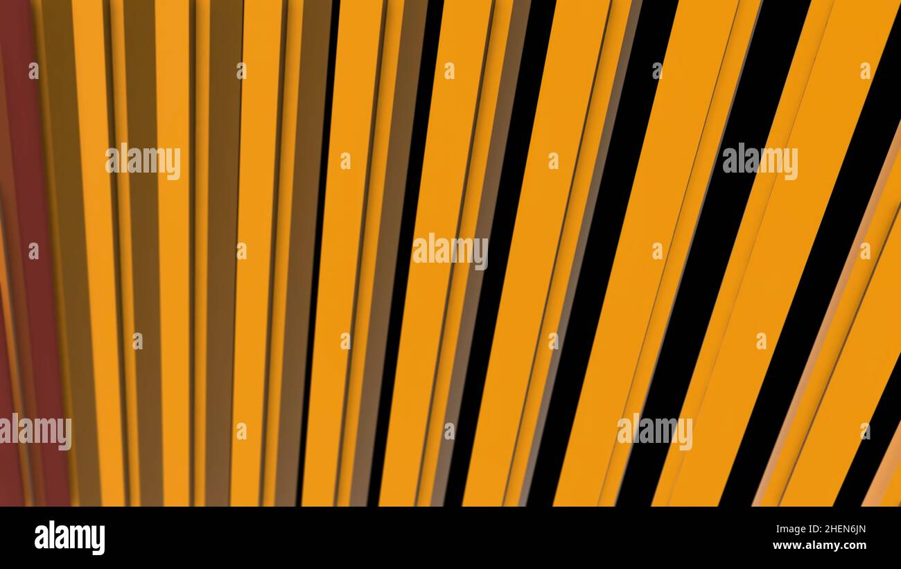 Abstract vertical 3D yellow and red bars moving on black background ...