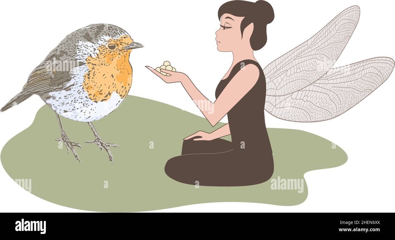 fairy and bird Stock Vector Image & Art - Alamy