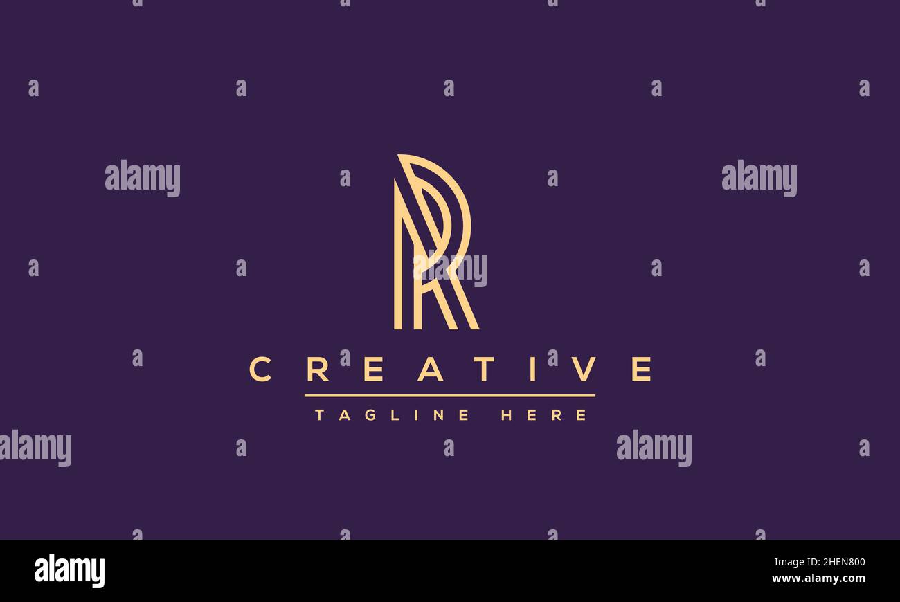 Abstract monogram letter R logo icon design. Minimalist R RR creative initial based vector ...