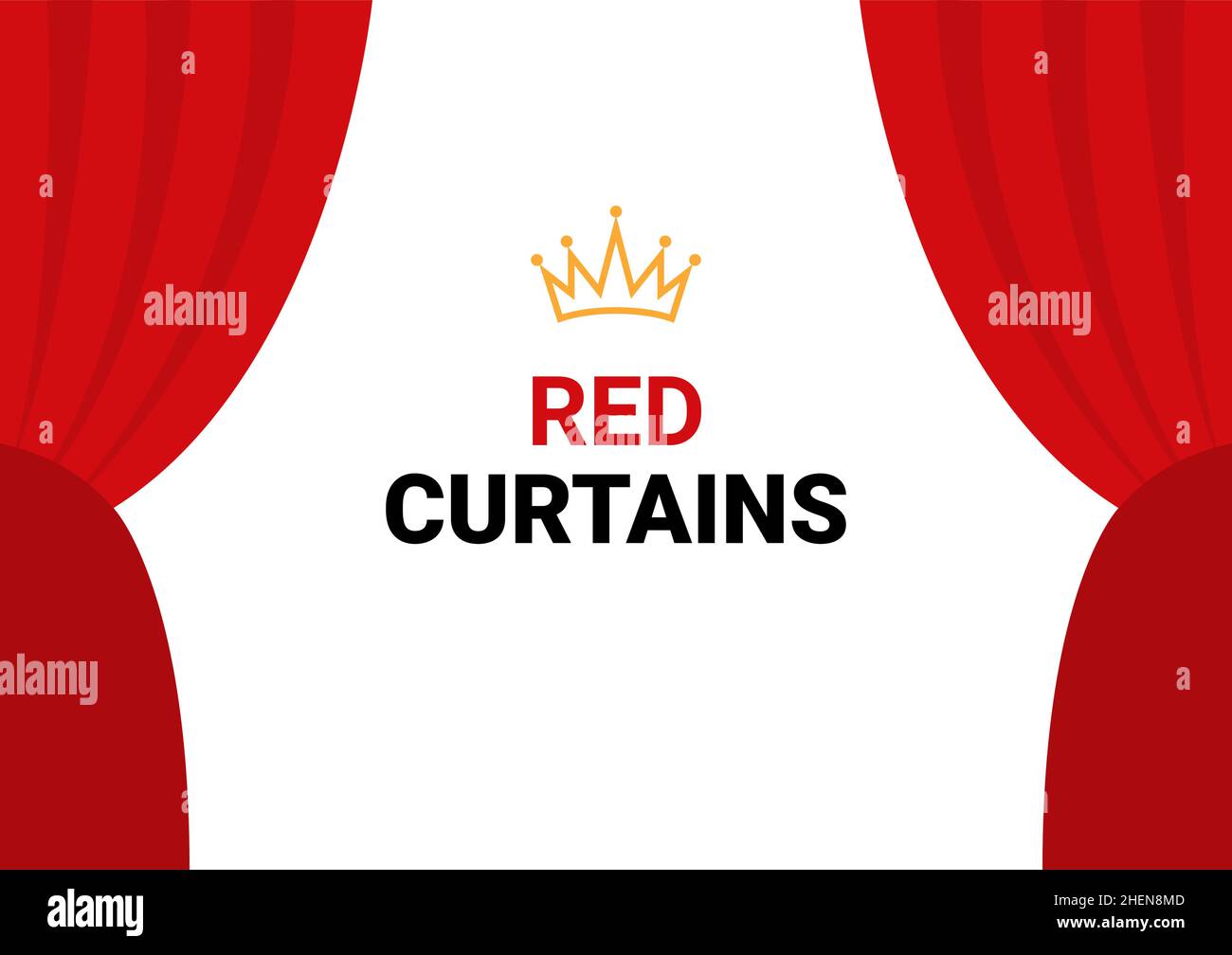 Red curtain flat simple illustration. Vector red curtain open cinema ...