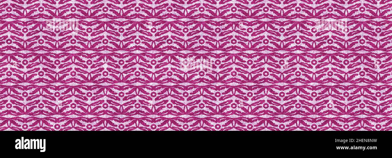 Fuchsia pink botanical seamless border edge. Modern bright tonal ...