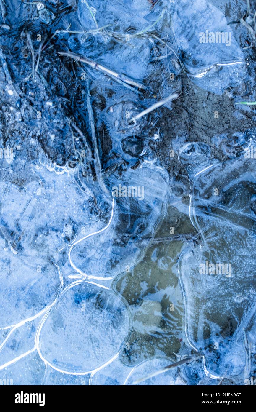 Macro semi-abstract Frozen water patterns, natural environmental ...