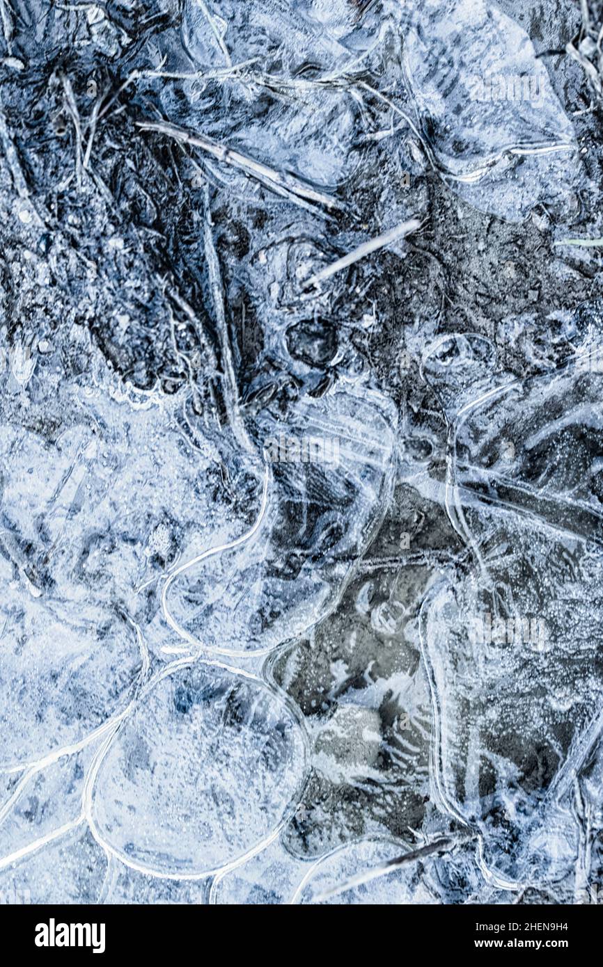 Macro semi-abstract Frozen water patterns, natural environmental ...