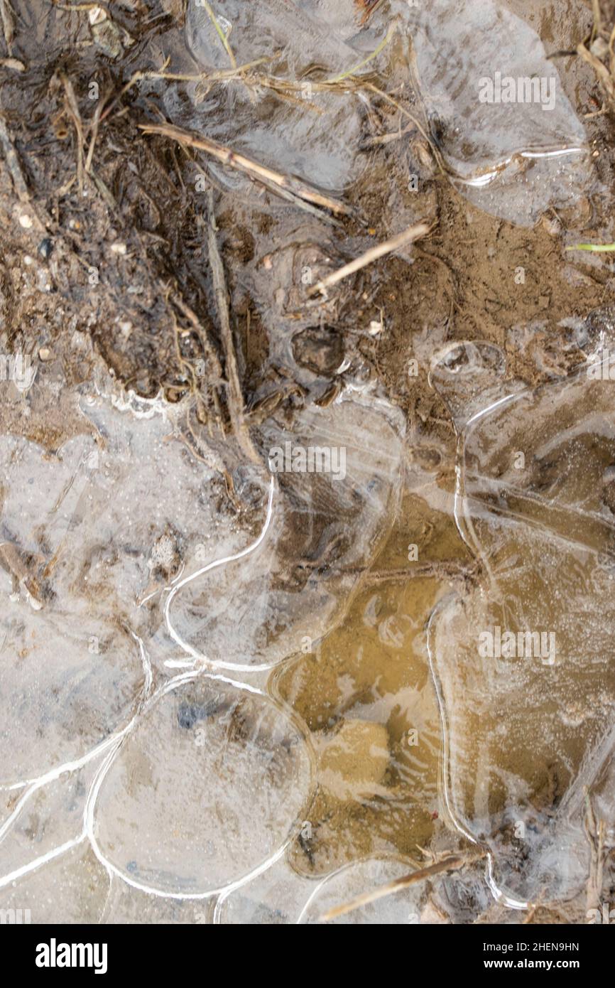 Macro semi-abstract Frozen water patterns, natural environmental ...