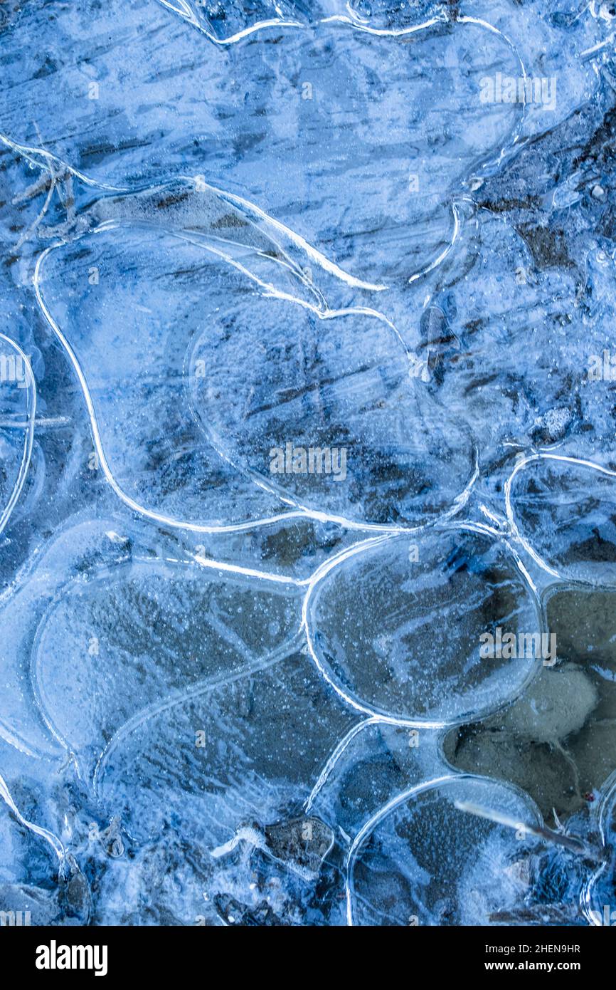 Macro semi-abstract Frozen water patterns, natural environmental ...