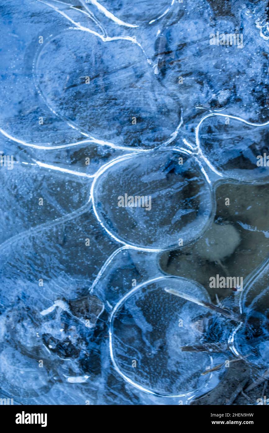 Macro semi-abstract Frozen water patterns, natural environmental ...