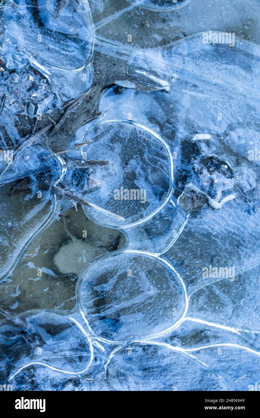Macro semi-abstract Frozen water patterns, natural environmental ...