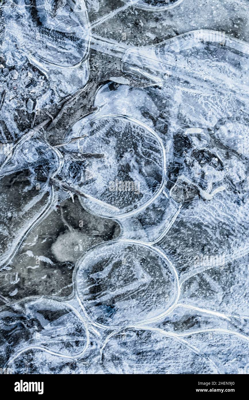 Macro semi-abstract Frozen water patterns, natural environmental ...