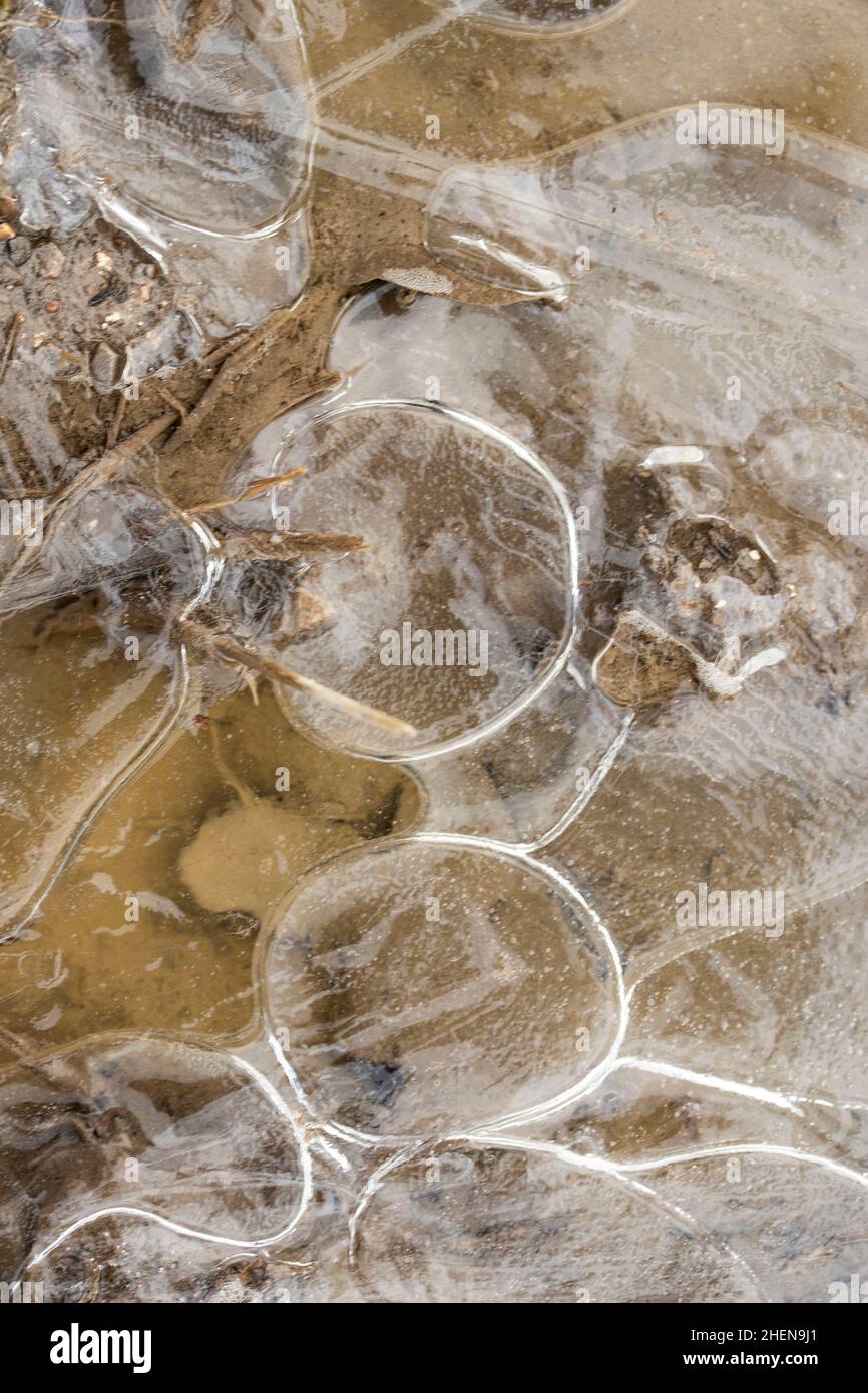 Macro semi-abstract Frozen water patterns, natural environmental ...