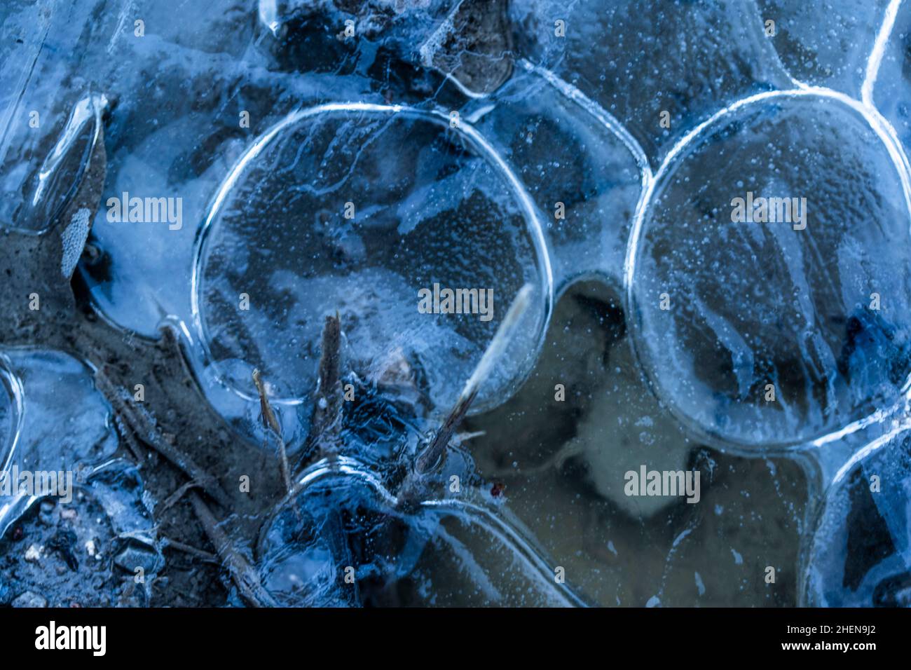 Macro semi-abstract Frozen water patterns, natural environmental ...