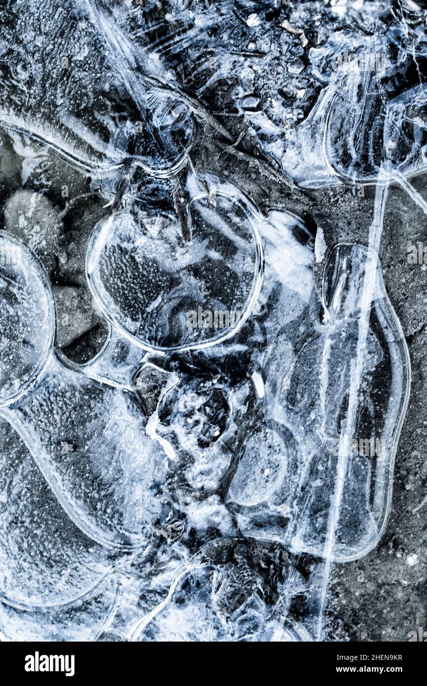 Macro semi-abstract Frozen water patterns, natural environmental ...