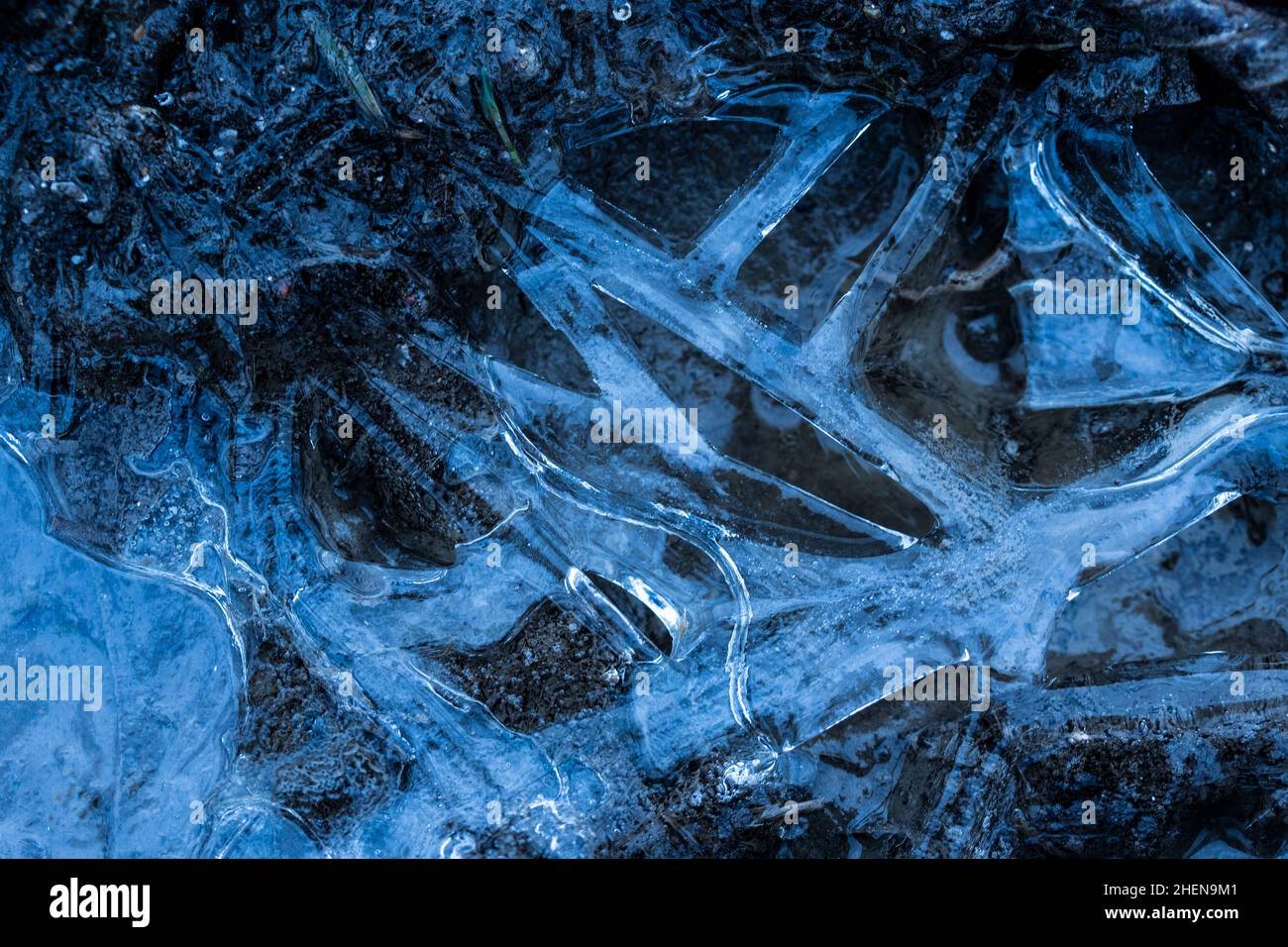 Macro semi-abstract Frozen water patterns, natural environmental ...