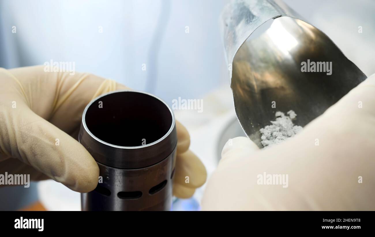 Lab technicians hands in gloves hi-res stock photography and images - Alamy