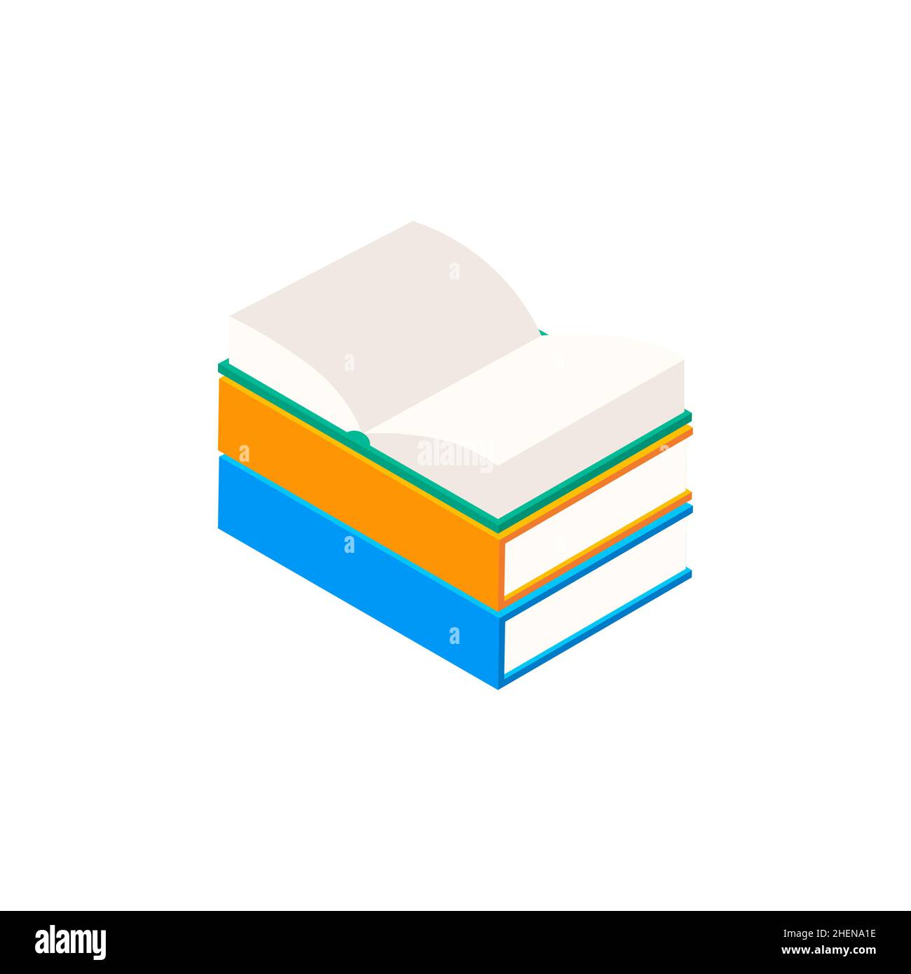 Book open vector isometric stack school illustration icon. Children ...