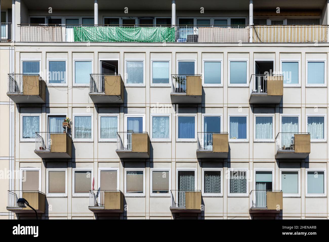facade of house in typical social housing architecture in Germany Stock ...