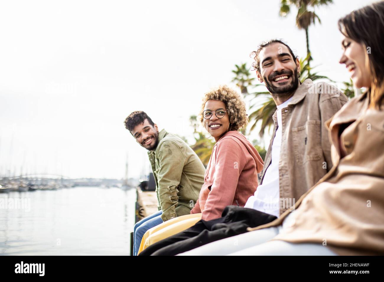Group diverse students laughing hi-res stock photography and images - Alamy