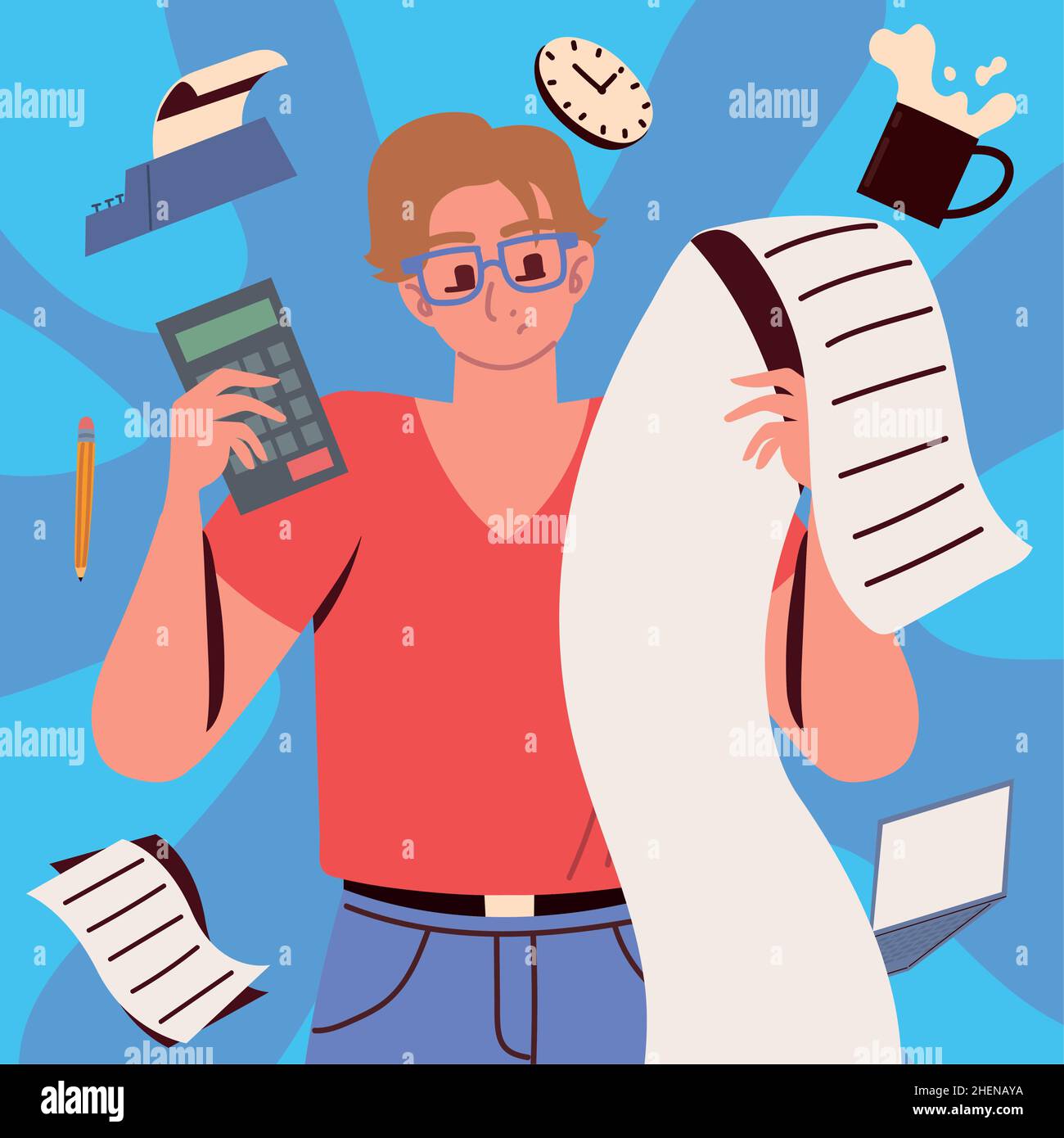 man office worker multitasking Stock Vector Image & Art - Alamy