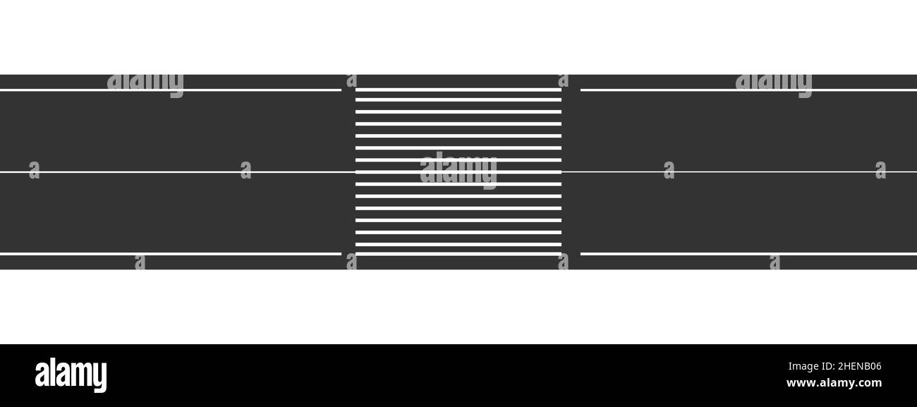 Empty straight road with crosswalk marking. Overhead view. Roadway ...