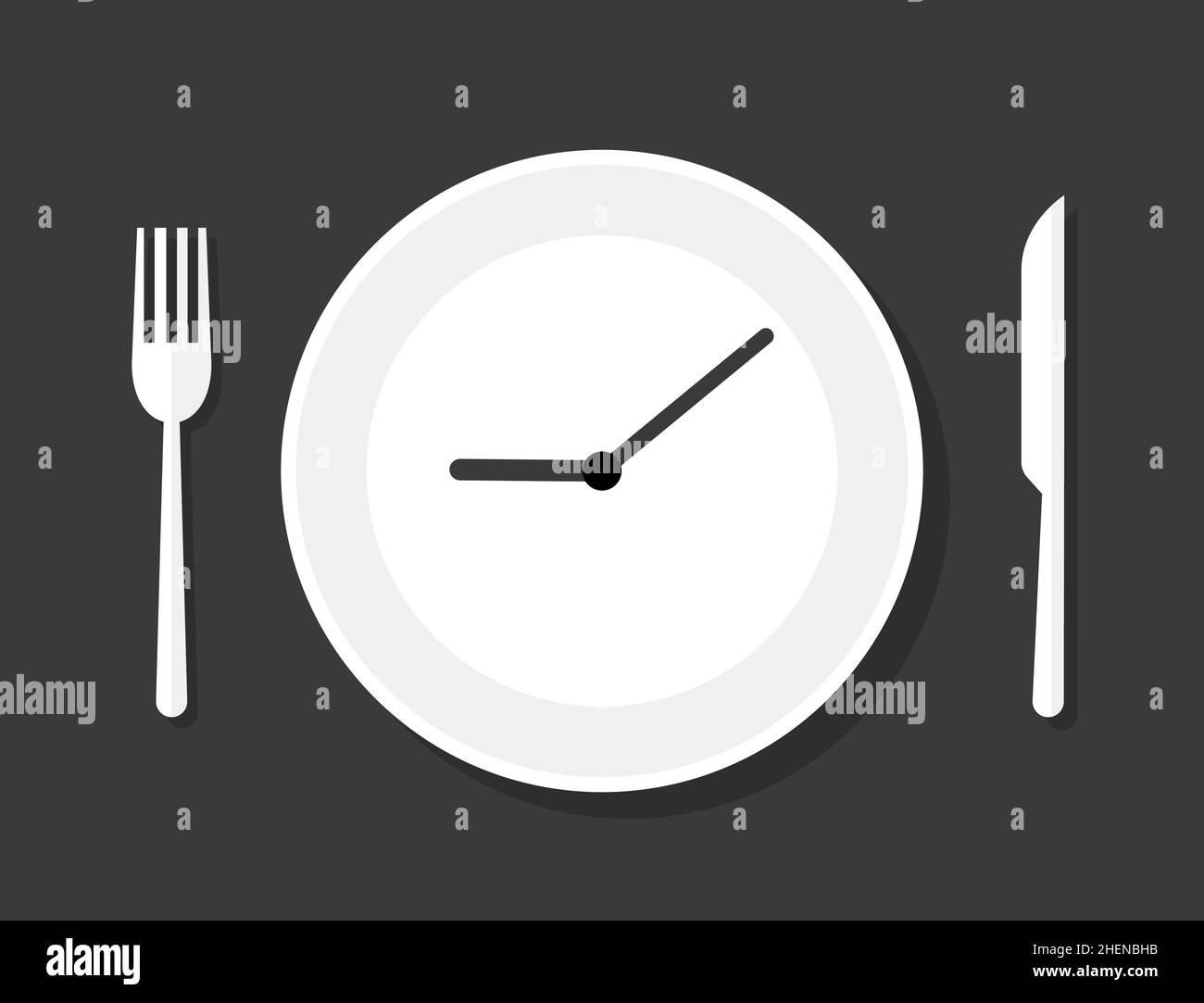 Cook time logo badge, eat plate clock time for food. Dish watch empty ...