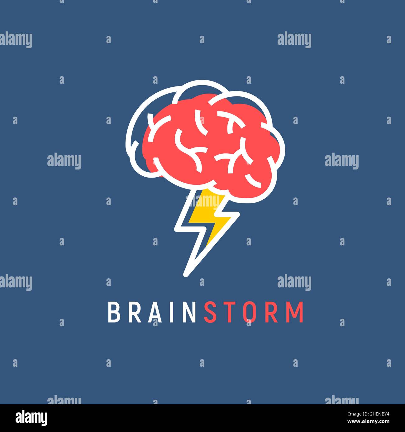Brainstorm vector icon idea. Brain storm lighting power creative ...