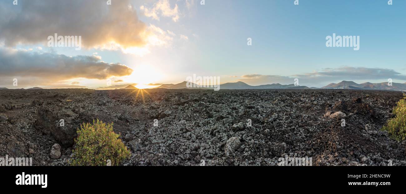 panoramic view of Timanfaya national park with volcanoes Stock Photo ...