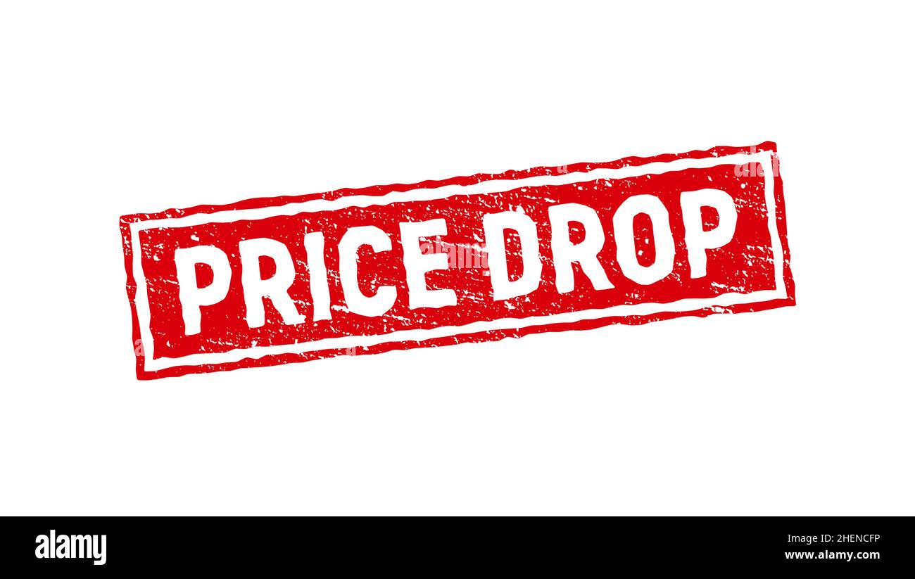 Price drop stamp label icon. Sale vector special price drop rubber seal ...