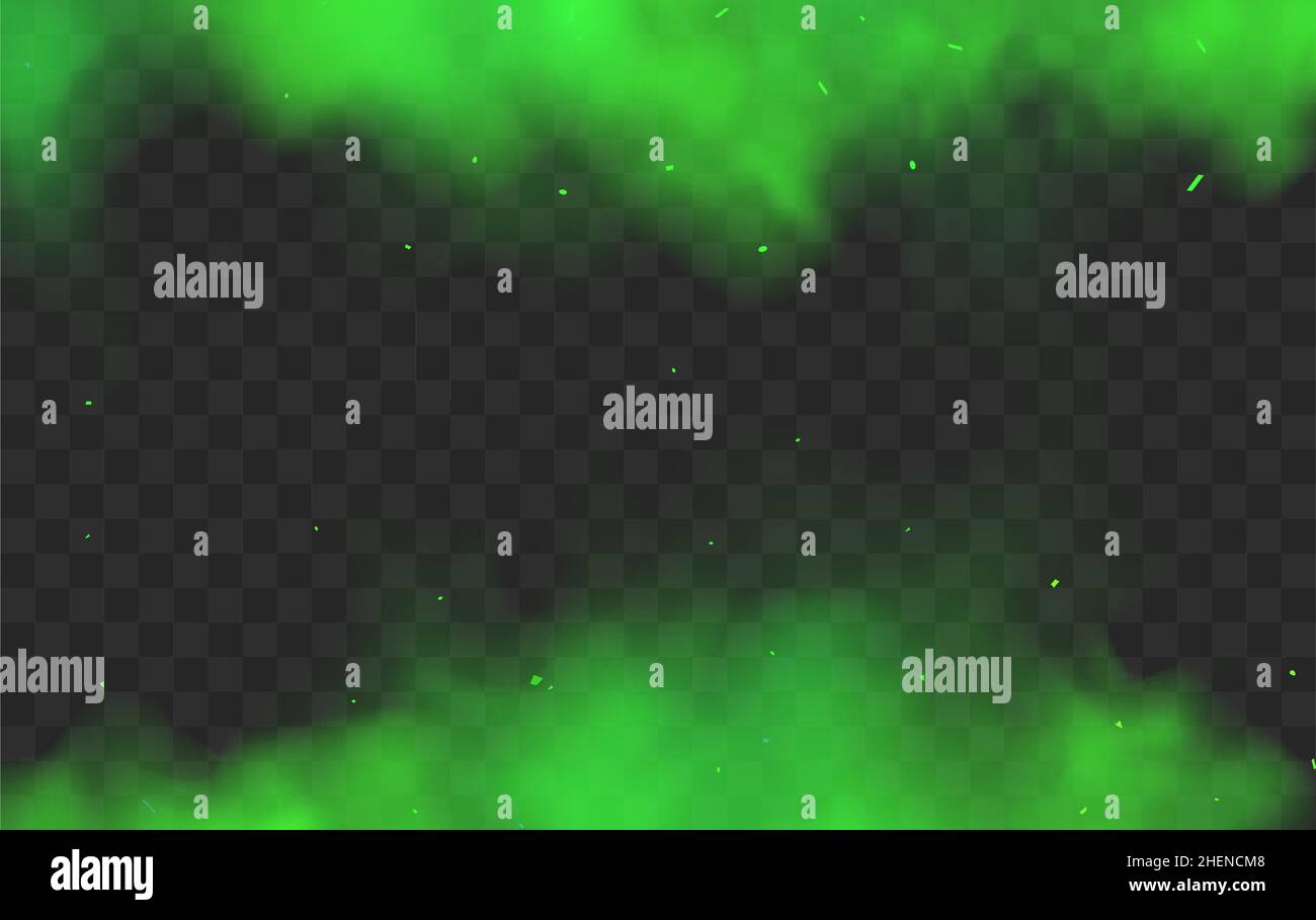 Smoke green fog background effect. Vector green steam cloud mist smoke ...