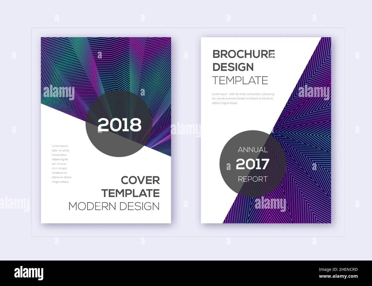 Modern cover design template set. Neon abstract lines on dark blue ...