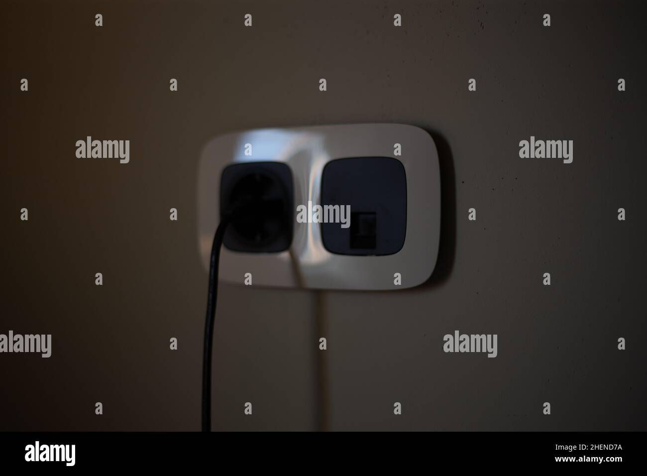 Socket for electrical appliances in a modern apartment inside the house ...