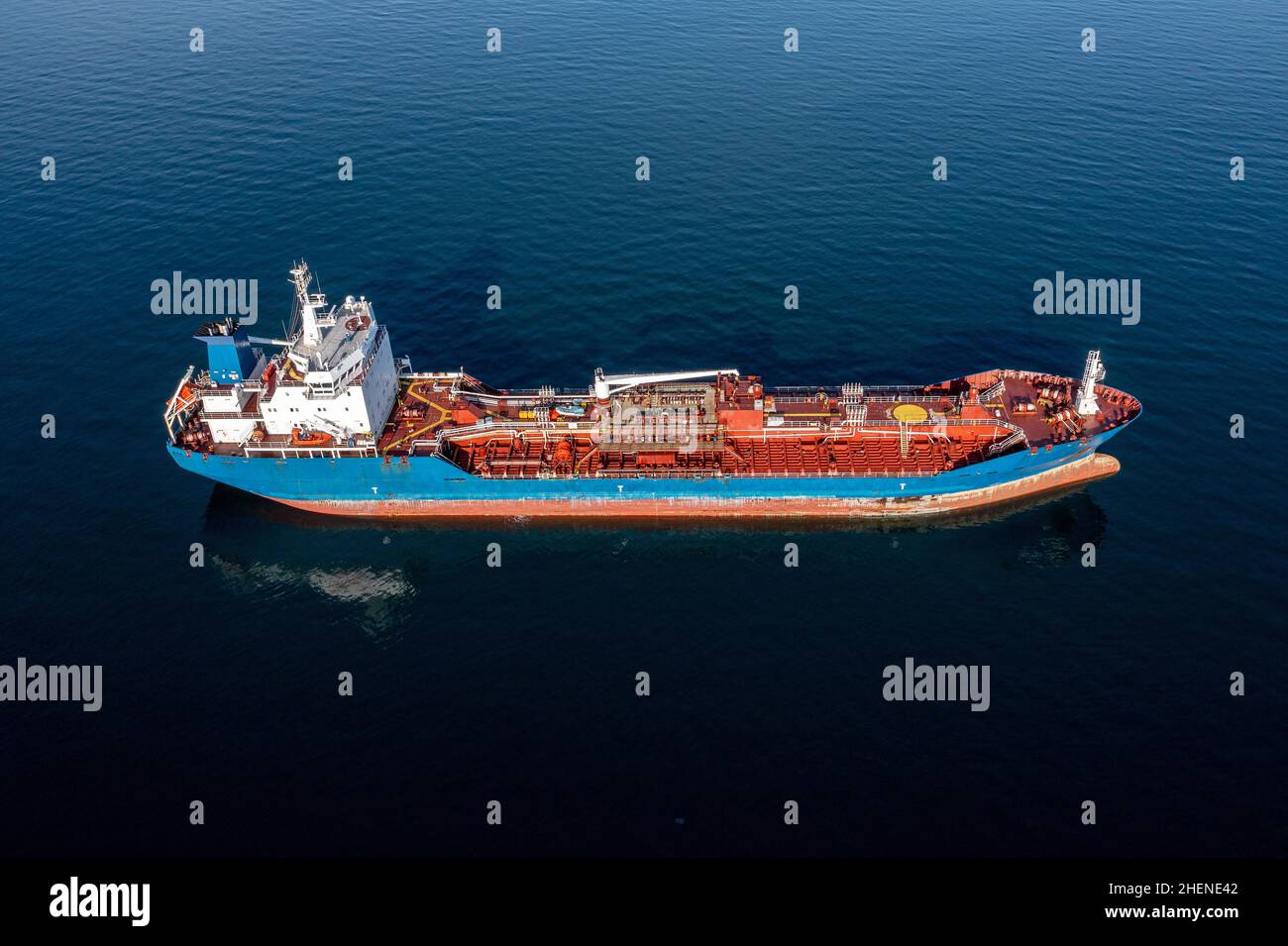 View of the sea tanker from above Stock Photo - Alamy