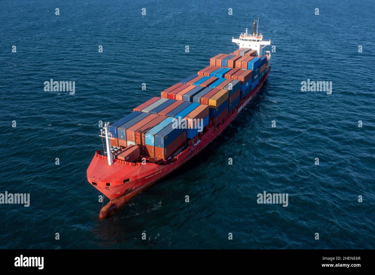 Top view of a container ship Stock Photo - Alamy