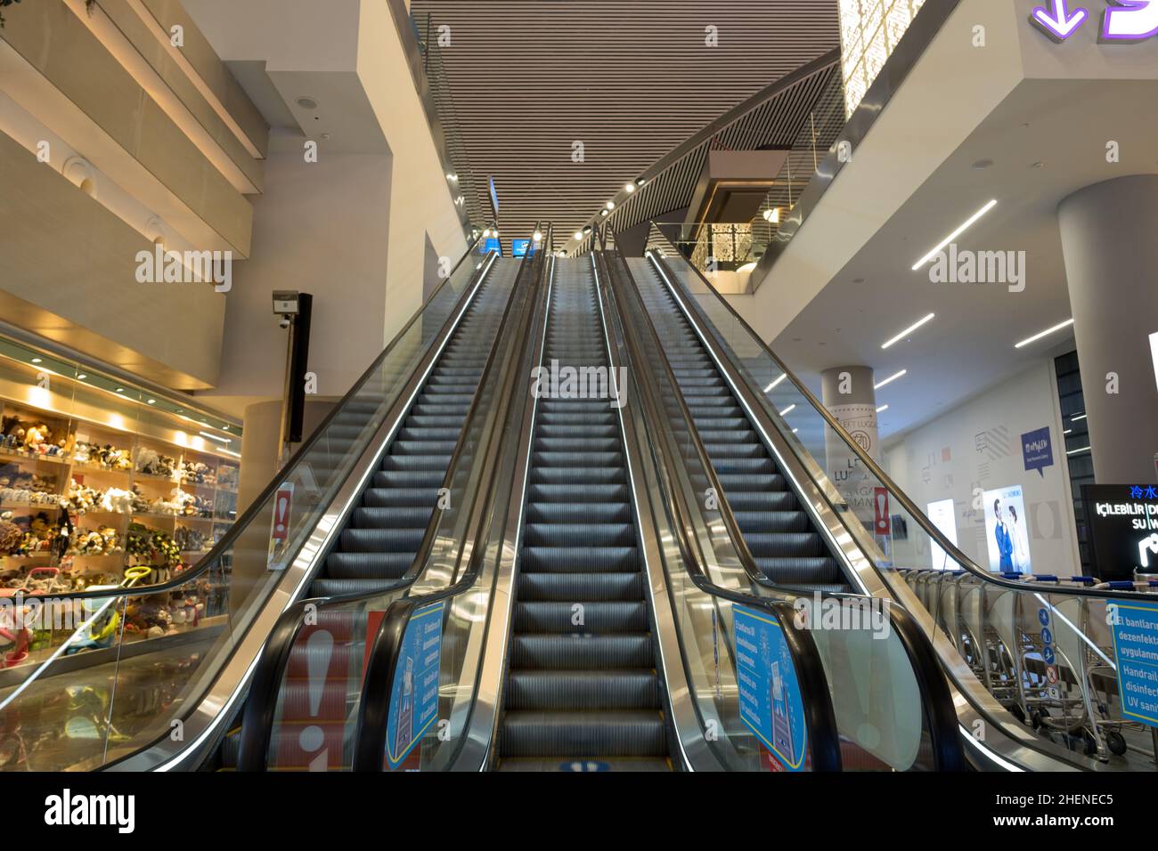 The escalators in Istanbul Airport Stock Photo - Alamy