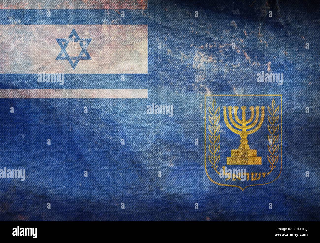 Top view of flag the Prime Minister, Israel. retro flag with grunge ...