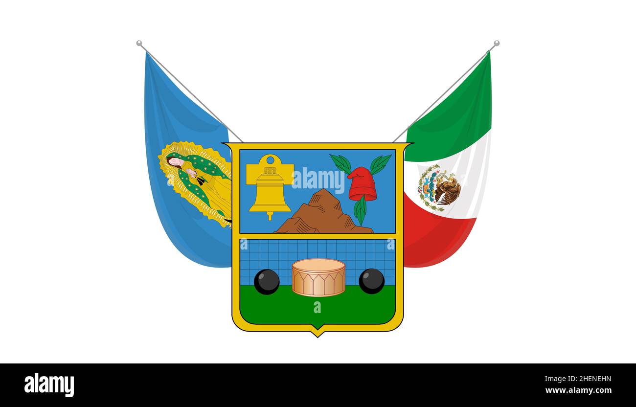 Top view of flag Hidalgo, Mexico. United Mexican States patriot and ...