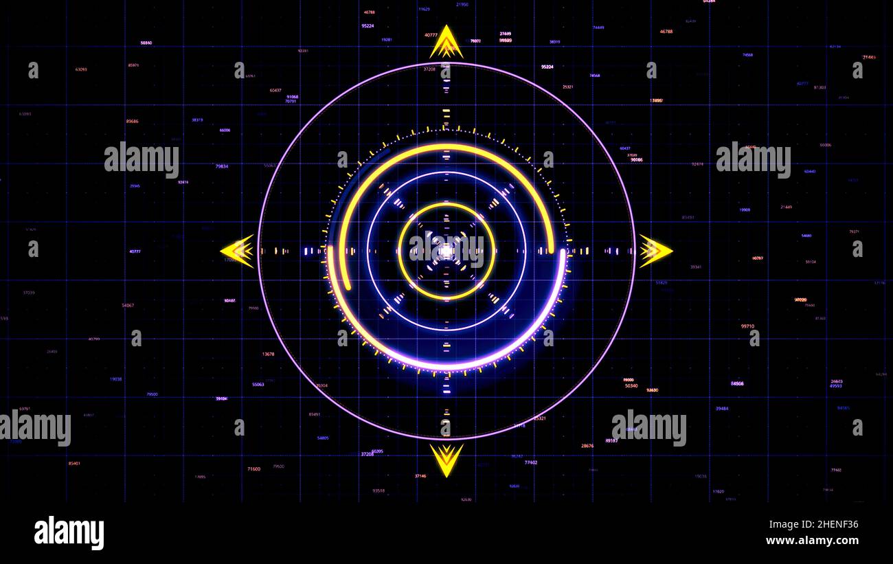 Digitally generated animation of targeting system with a yellow and ...