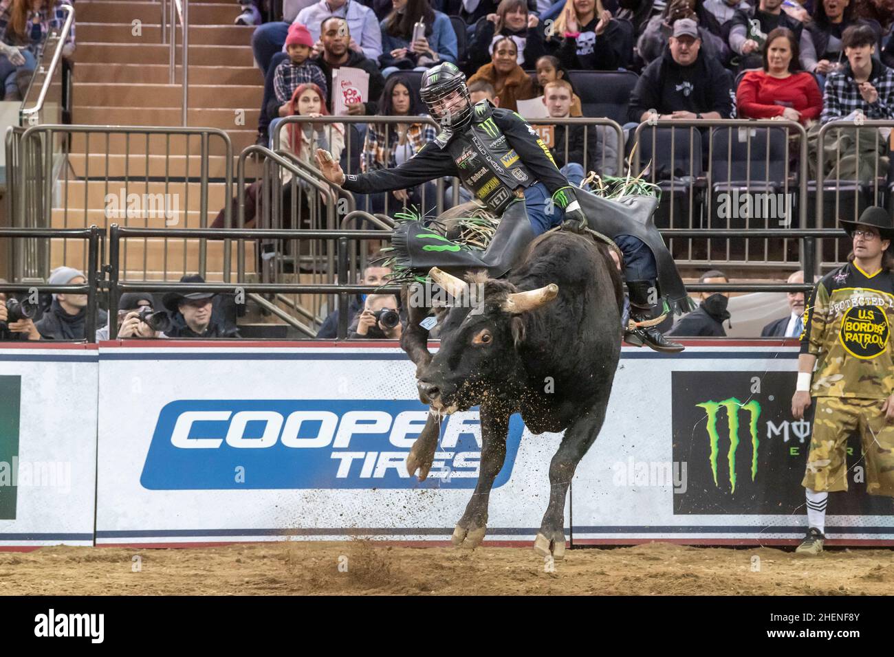 NEW YORK, NY - JANUARY 08: Jess Lockwood rides Out Of The Blue during ...