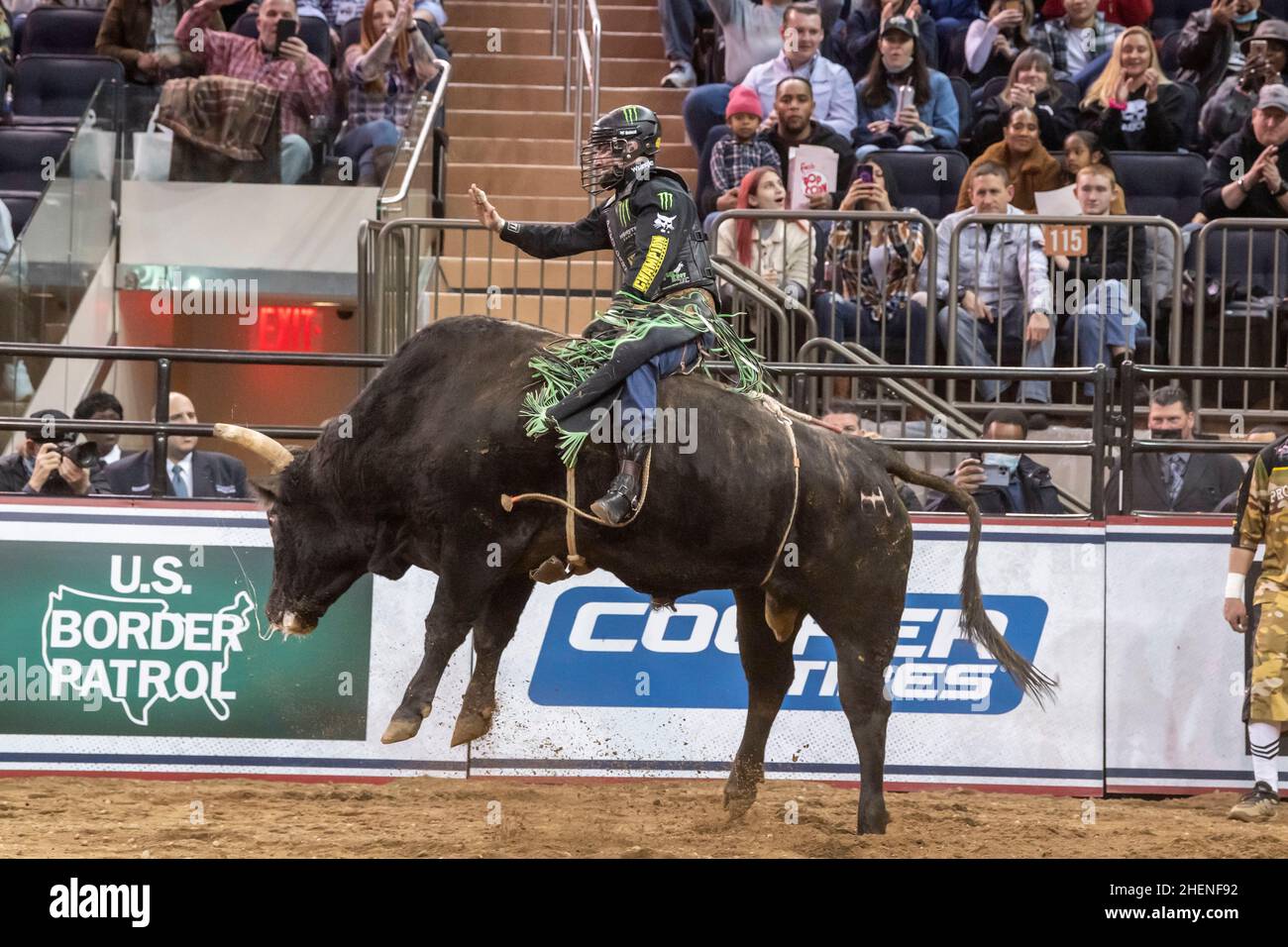 NEW YORK, NY - JANUARY 08: Jess Lockwood rides Out Of The Blue during ...