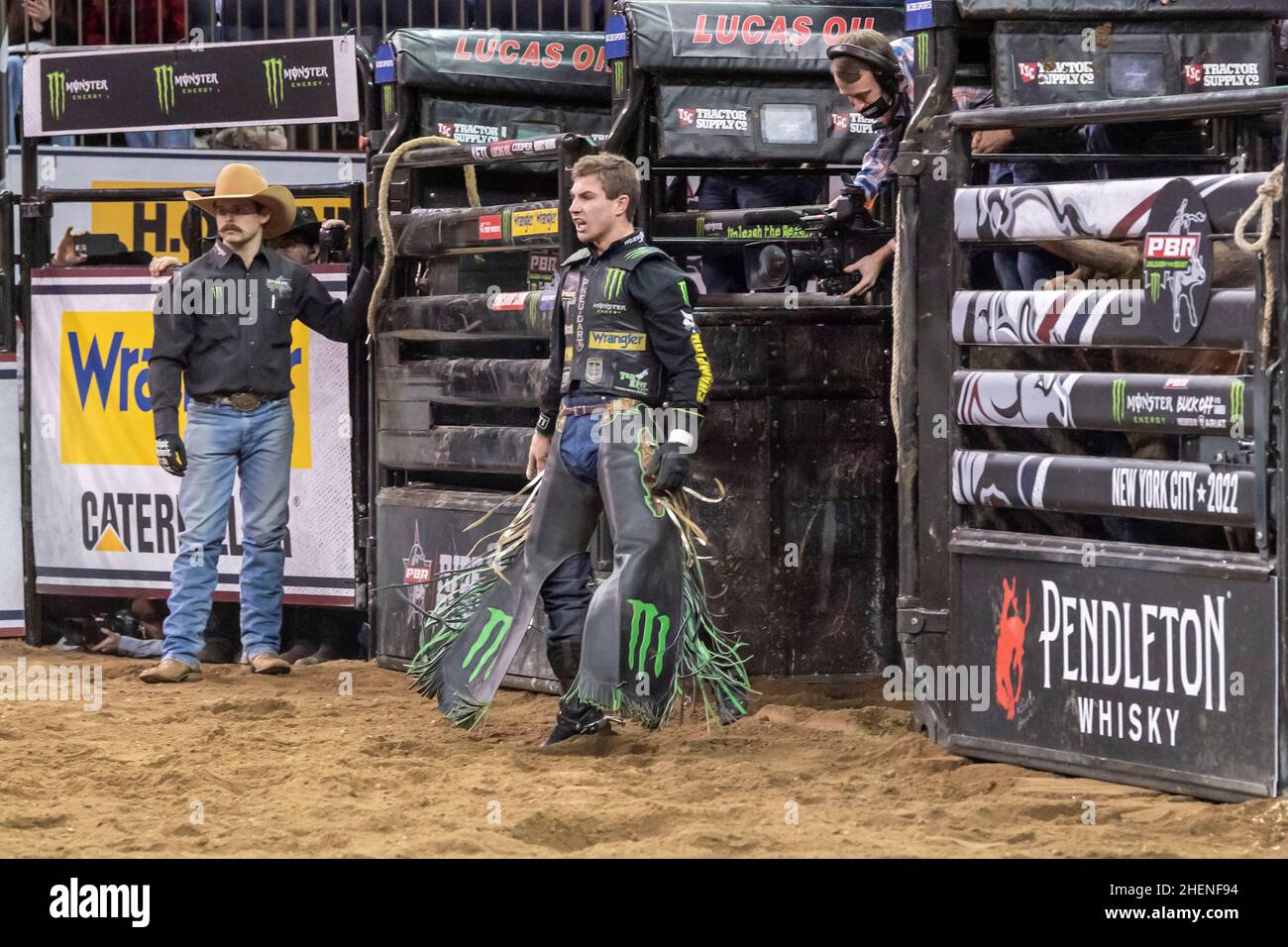 NEW YORK, NY - JANUARY 08: Jess Lockwood rides Out Of The Blue during ...